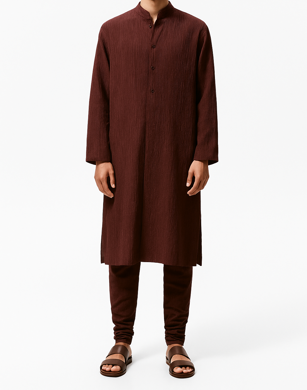 Chocolate Brown Textured Kurta – thesource